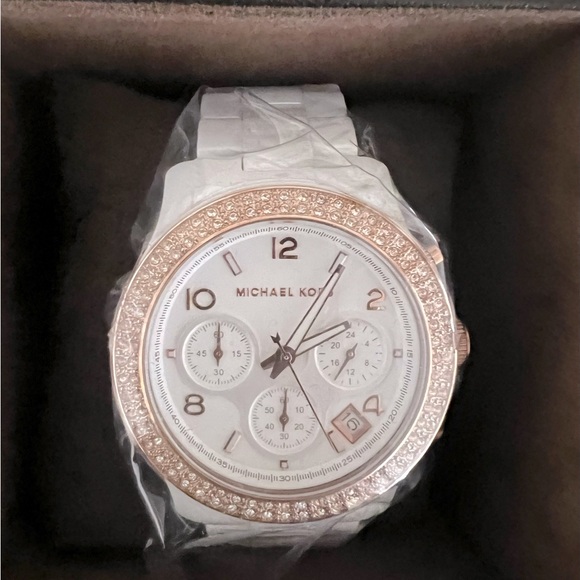 Michael Kors | Accessories | Michael Kors New White Ceramic Chronograph ...